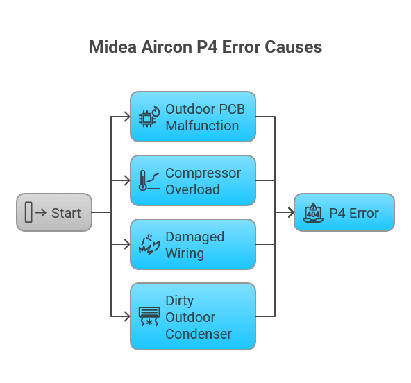 Midea Aircon Error Code P4 - How To Solve It? - BLOSSOM AIR-CON