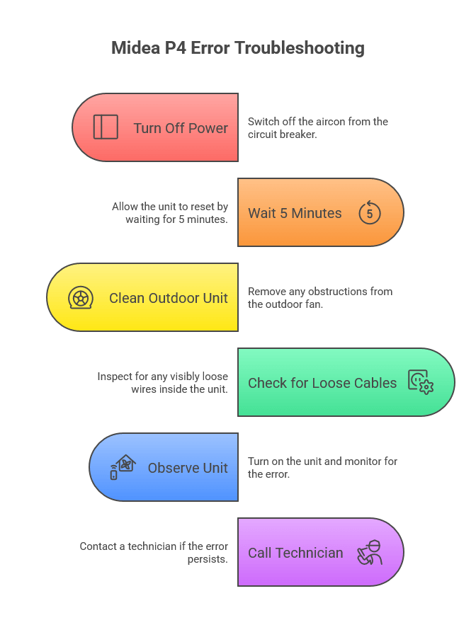 Midea Aircon Error Code P4 - How To Solve It? - BLOSSOM AIR-CON